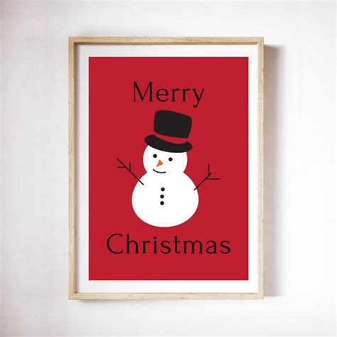 Merry Christmas Printable Wall Art Christmas Decor Holiday Etsy