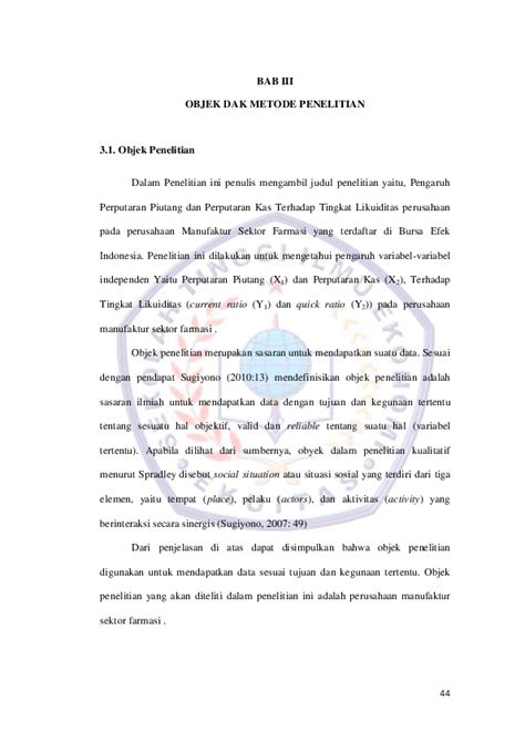 Pdf Bab Iii Objek Dak Metode Penelitian 31 Objek Penelitian