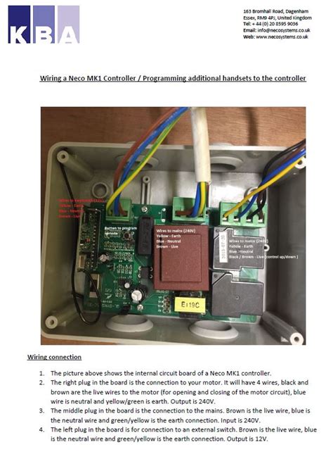 Neco Rollermatic Remote Control System Wiring Diagram