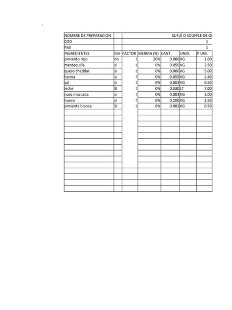 Costeo Del Suffle Pdf