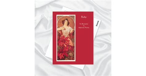 Ruby Alphonse Mucha Precious Stones Series Postcard Zazzle