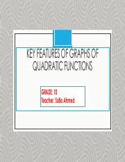 3 1 Key Features Of Graphs Of Quadratic Functions 2 Pdf KEY FEATURES