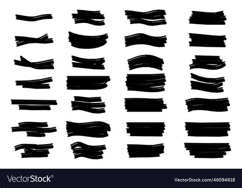 Grunge Marker Stains Highlight Stripes Black Vector Image
