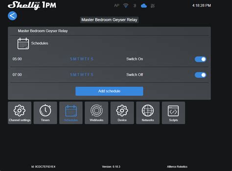 Schedules Not Working On Shelly Plus 1pm Rshellycloud
