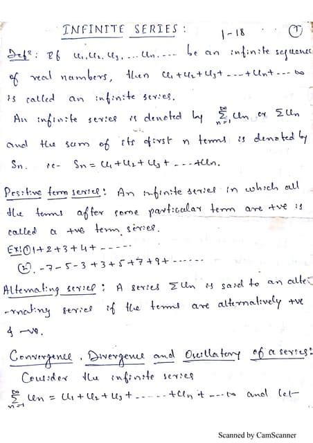 Infinite Series Notes Pdf