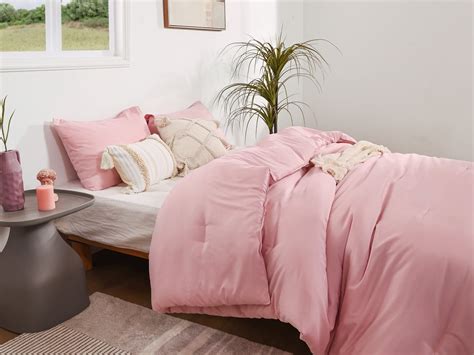 ROSGONIA Dusty Pink Comforter Set King 3pcs 1 Comforter 2