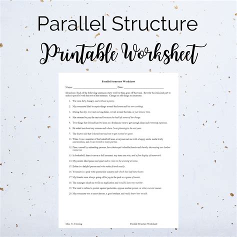 Printable Parallel Structure Worksheet Grades 5 10