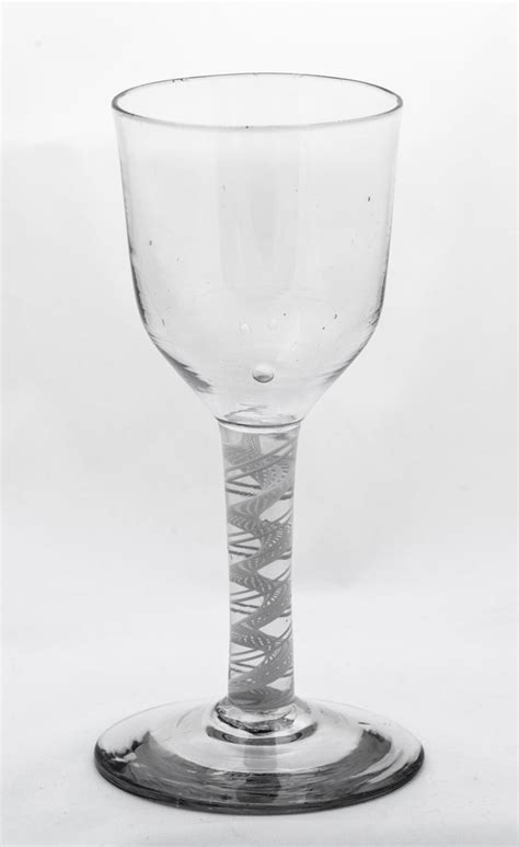 Antique George Iii Georgian English Lead Glass Opaque Twist Wine Goble