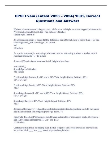 Cpsi Exam Latest 2023 2024 100 Correct Questions And Answers Cpsi Certified Playground