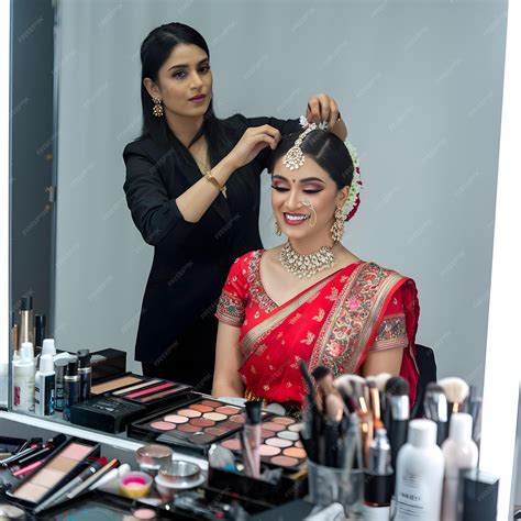 Professional Makeup Artist Prepares Bride For Special Event Premium