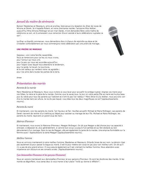 Exemple De Script Mc De Mariage Pdf