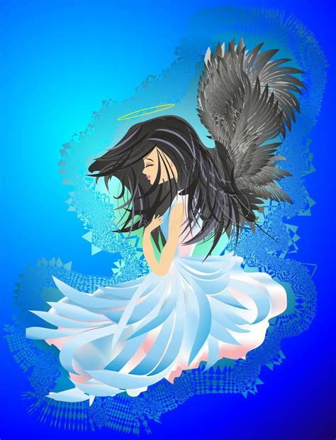 Engel Mit Dem Schwarzen Haar Stock Abbildung Illustration Von Frau