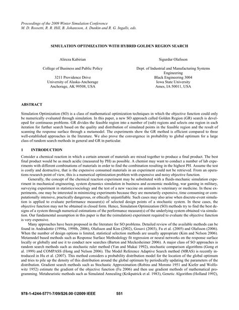 pdf simulation optimization with hybrid golden region search