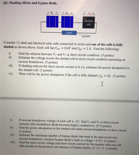 solved q2 shading effects and bypass diode shaded cell