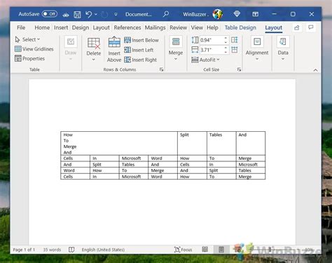 How To Split Cells In Word Word Excel