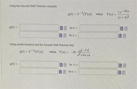 solved using the second shift theorem compute y t c y