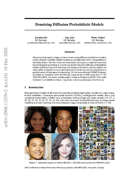 Denoise Diffusion Model Denoising Diffusion Probabilistic Models