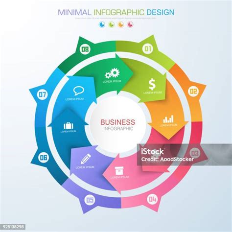 비즈니스 Infographic 템플릿 개념은 풀 컬러 아이콘으로 원 옵션 단계 다이어그램 Infograph 차트 비즈니스 프레