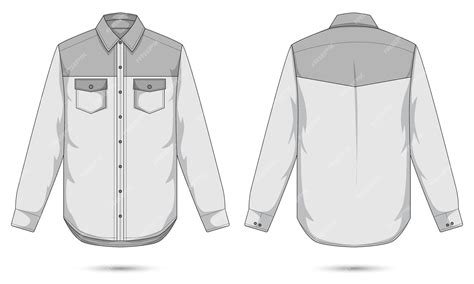 Premium Vector Long Sleeve Formal Shirt Mockup Front And Back View