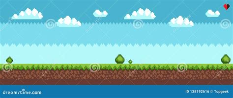 Pixel Art Landscape Background Game Platformer With Rainbow Trees And