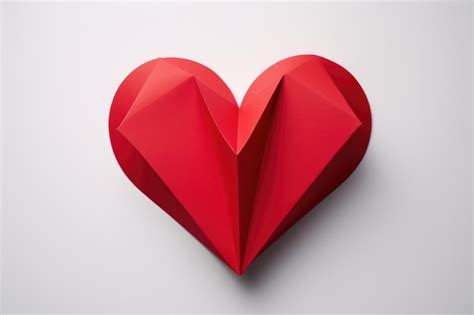 Un Corazón De Origami Hecho De Papel Rojo Imagen Premium Generada Con Ia