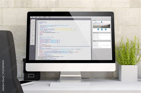 Workspace With Coding Software Stock Photo Adobe Stock
