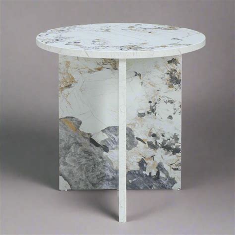 Aura Marble Effect Side Table Lime Lace