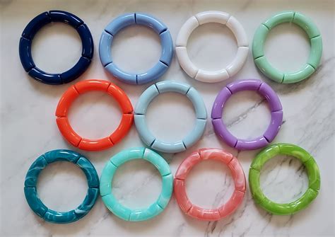 Summer Acrylic Stackable Bracelets Pool Swim Vacation Jewelry Tube
