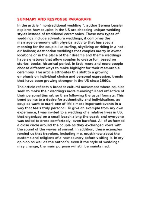 Summary And Response Paragraph Summary And Response Paragraph In The Article Nontraditional
