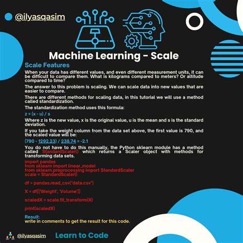 Machinelearning Python Pandas Sklearn Scale Standardscaler