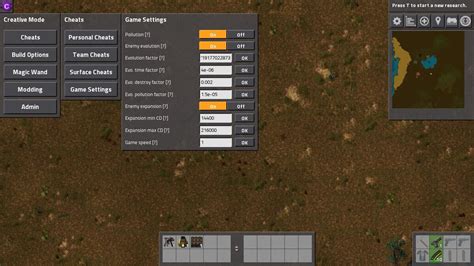 In Game Menu Cheats Game Settings Factorio Creative Mode Wiki Fandom
