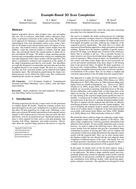 PDF Example Based D Scan Completion