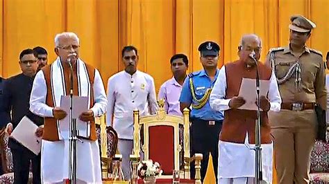 Manohar Lal Khattar Takes Oath As Haryana Cm For Second Term