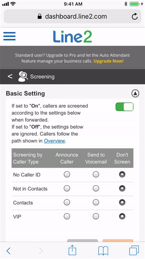 call handling screening line2 support