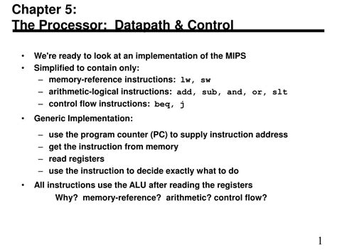 ppt chapter 5 the processor datapath and control powerpoint