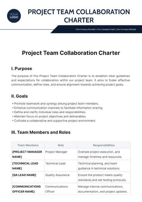 Free Team Charter Templates To Edit Online And Print