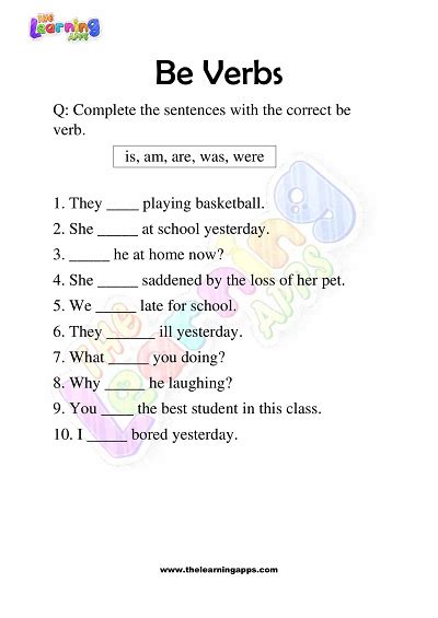 Free Printable Be Verbs Worksheets For Grade 3