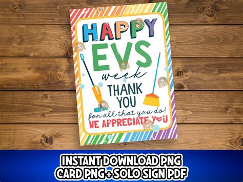 EVS Week Card Printable National Healthcare Environmental Services Week Gift EVS Week Gift