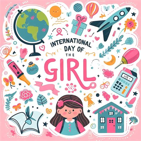A Poster For Girls Day Of The World With A Girl And A World Map Premium Ai Generated Image