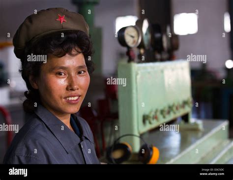 Worker Woman At Hungnam Fertiliser Complex Hamhung North Korea Stock