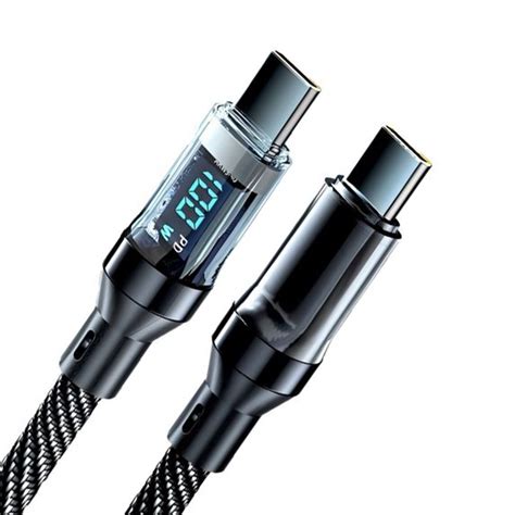 Digital Display Usb To Type C Cable For Charging Monitoring 100w 120w