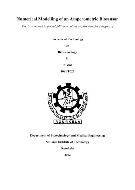 Pdf Numerical Modelling Of An Amperometric Biosensor · Biosensor Is An Analytical Device With