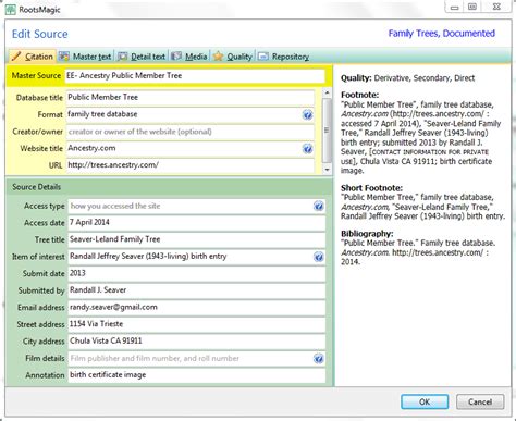 Genealogy Source Citation Templates