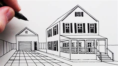 How To Draw A House And Porch In 1 Point Perspective Youtube