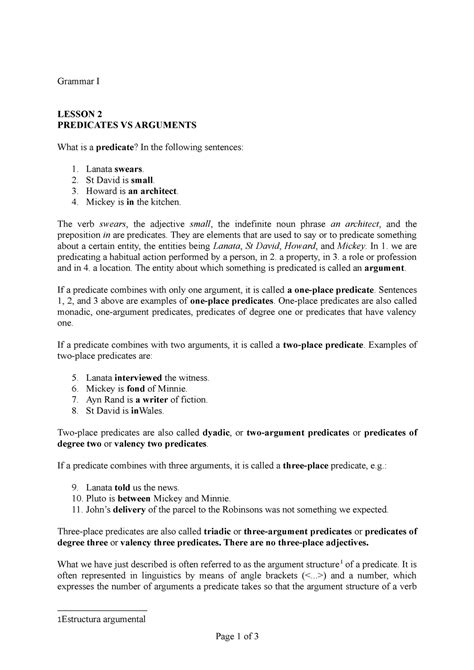 Arguments And Predicators Grammar I Lesson 2 Predicates Vs Arguments What Is A Predicate In The