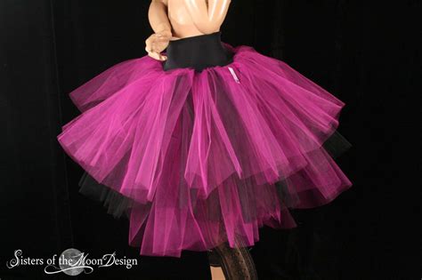 Adult Tutu Skirt Three Layer Petticoat Fuchsia Black Halloween Etsy
