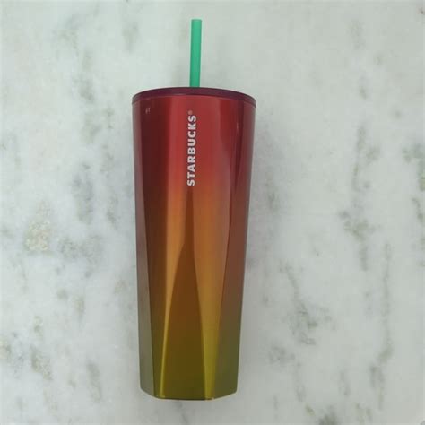 Starbucks Dining Starbucks 222 Yellow Red Fire Heat Ombr Steel 24oz