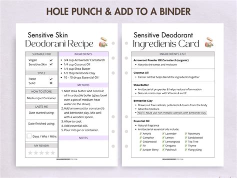 Sensitive Skin Deodorant Recipe Printable No Bicarb Deodorant Recipe