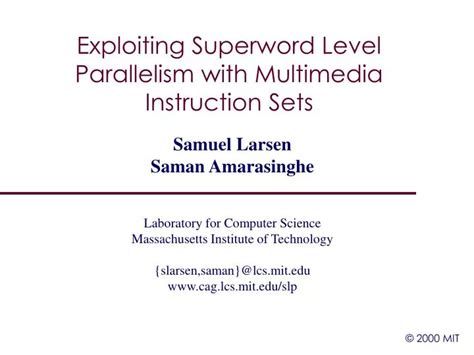 Ppt Exploiting Superword Level Parallelism With Multimedia