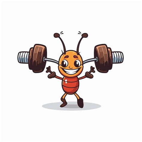Premium Vector Cute Ant Lifting Dumbbells Character Cartoon Style Vector Illustration